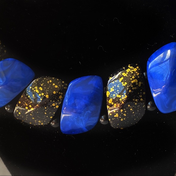 Vintage | Jewelry | Vtg Avon Color Impact Necklace Cobalt Blue Black | Poshmark
